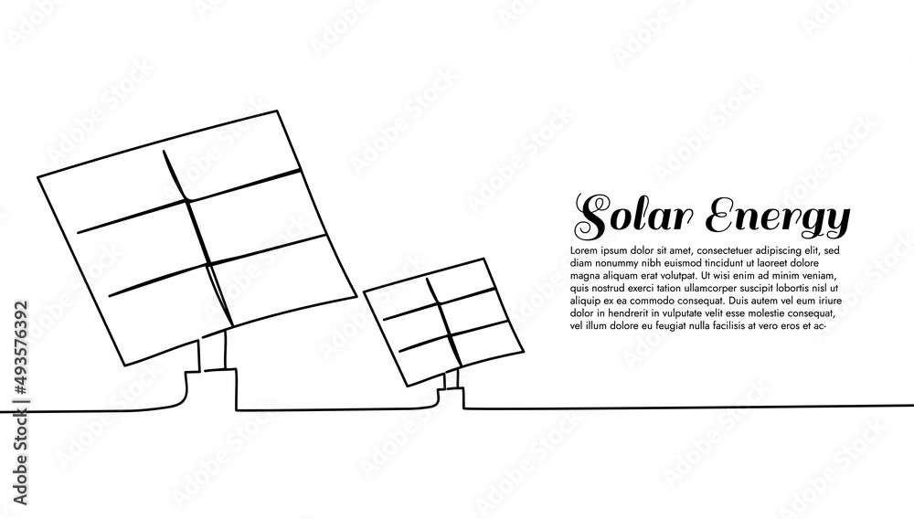 Solar panel continuous one line drawing Stock Vector | Adobe Stock