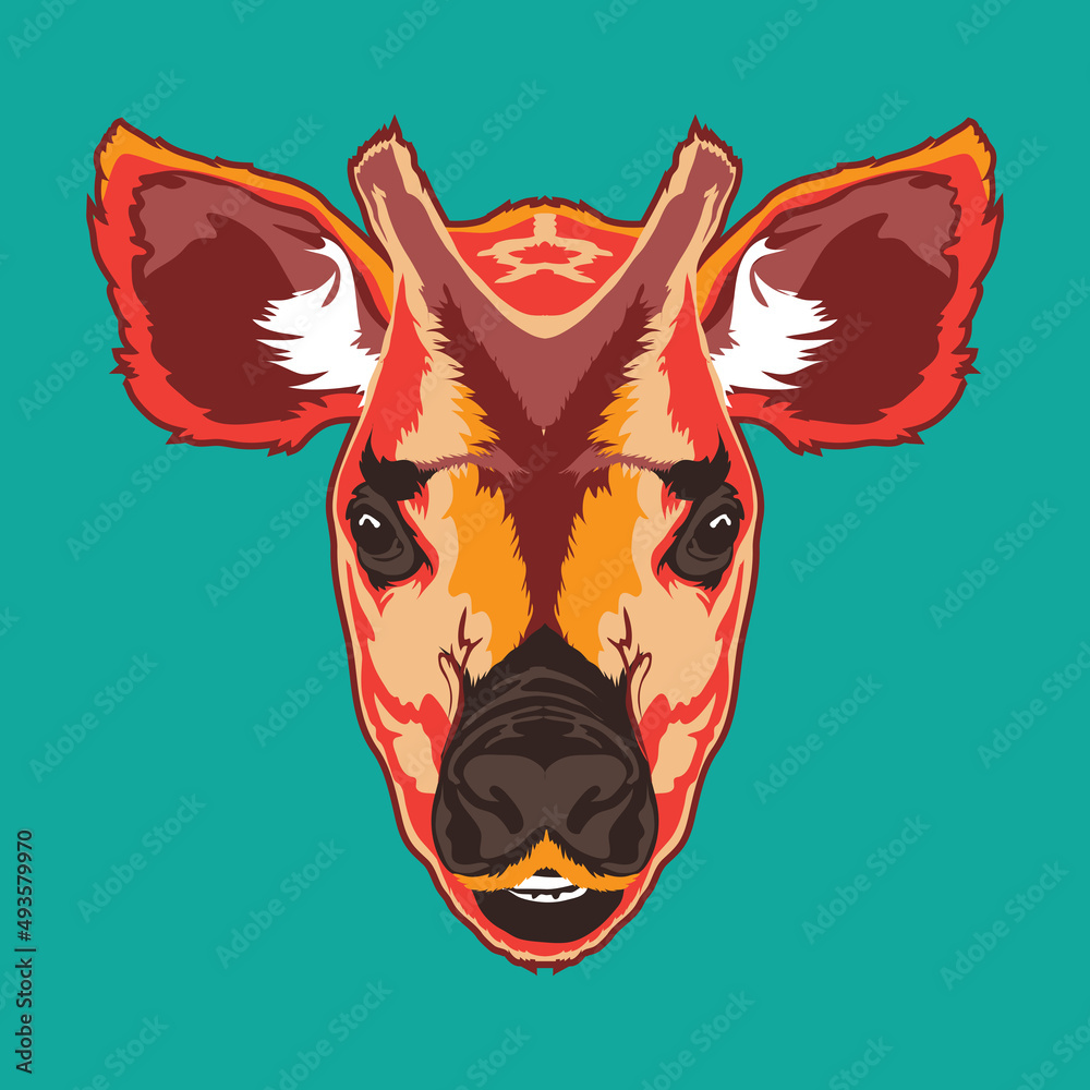 Okapi face vector illustration in decorative style, perfect for tshirt ...
