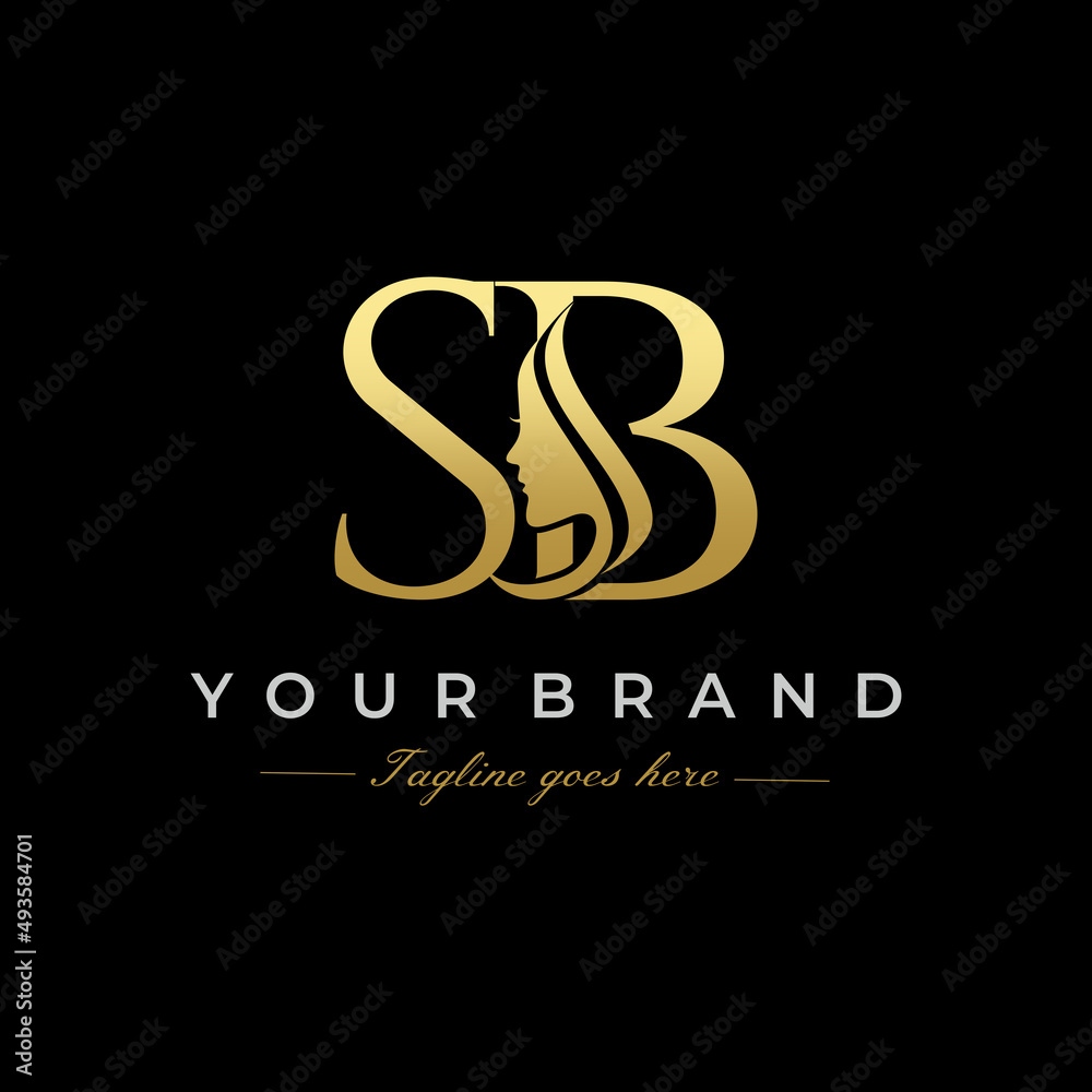 Initial Letter SB Beauty Face Logo Design Vector Stock Vector | Adobe Stock