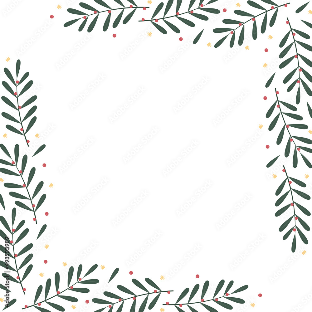 Christmas leaf frame. Merry Christmas wallpaper. free space for text ...