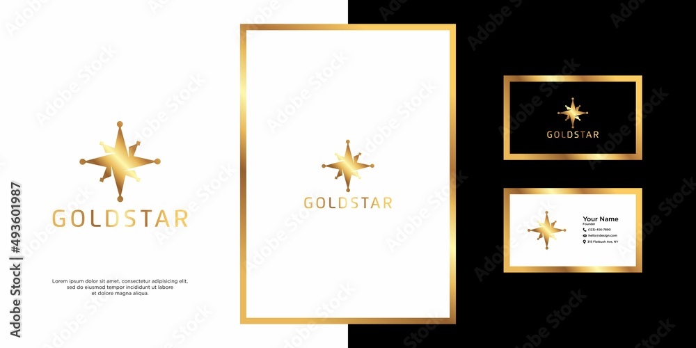 ABSTRACT GOLD STAR LOGO DESIGN BRAND IDENTITY TEMPLATE MODERN Stock ...