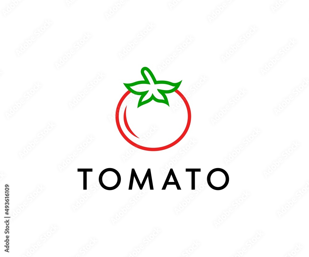 Tomato logo design template. Outline tomato logo design Stock Vector ...