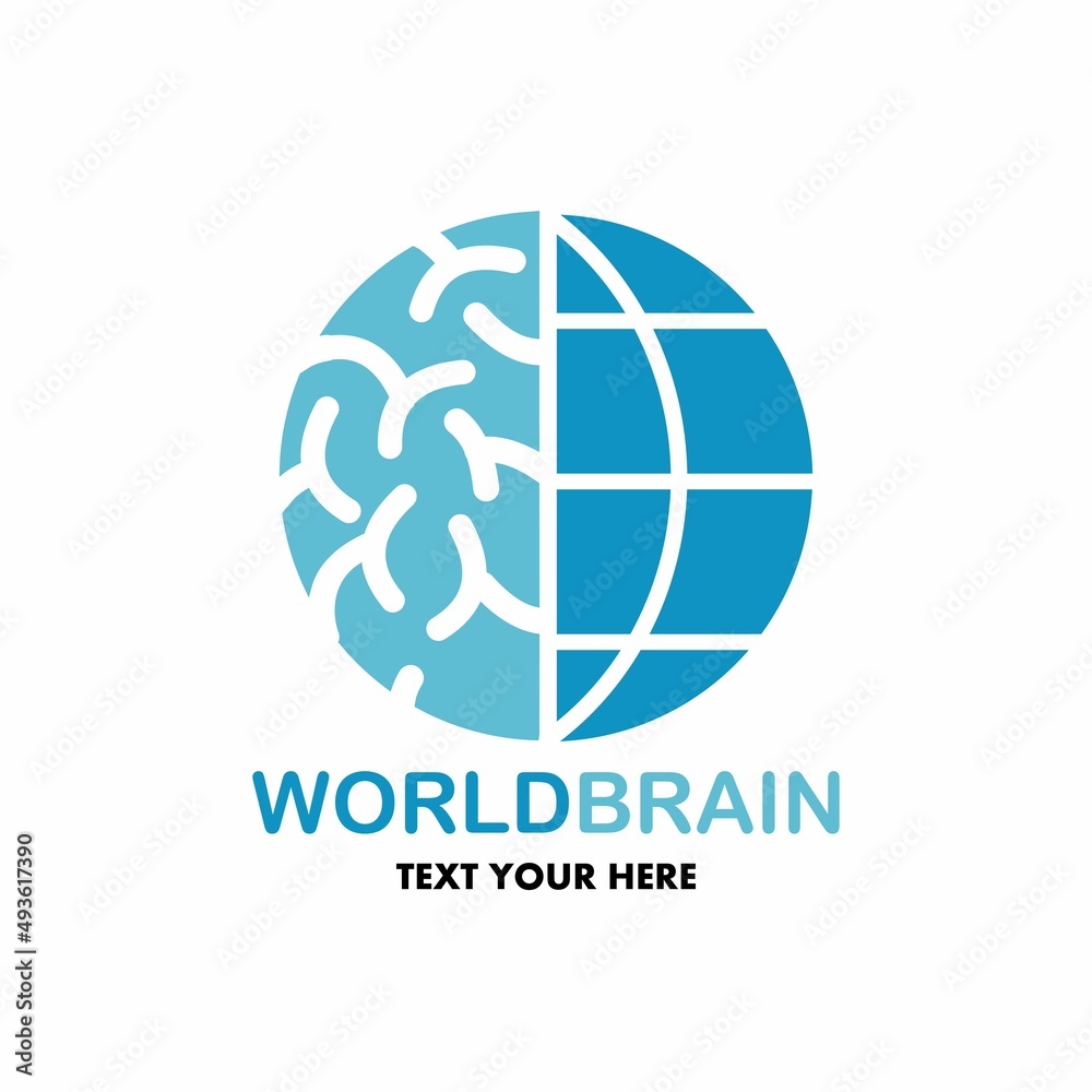 World brain vector logo template. This design use globe symbol ...