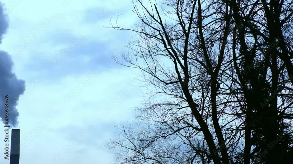 Steam and smoke from thermal power plant, air pollution from steam ...