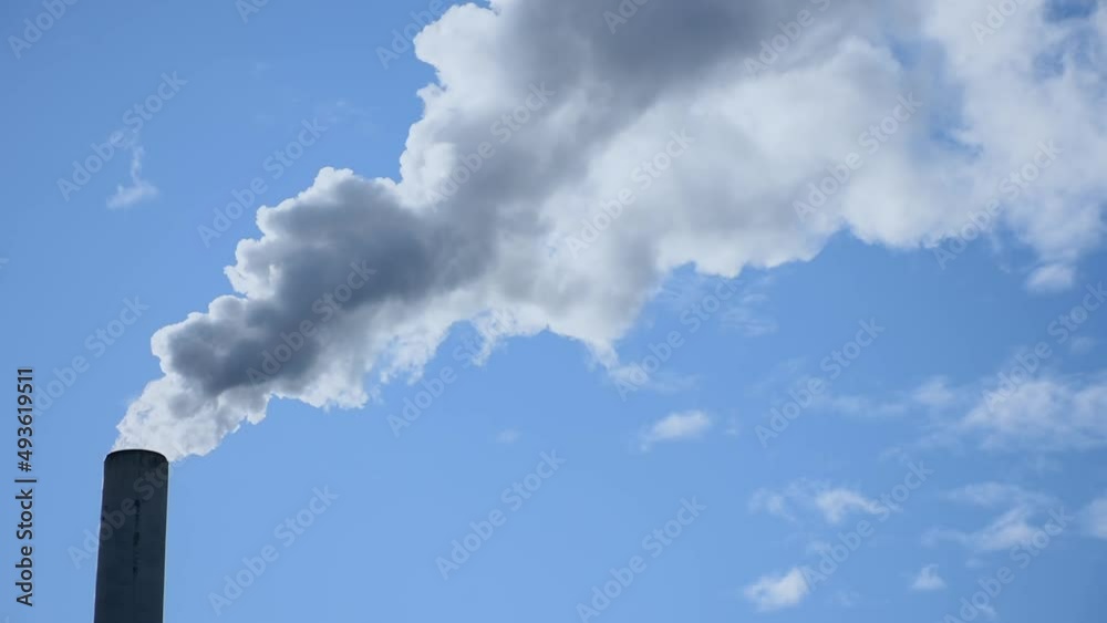 Steam and smoke from thermal power plant, air pollution from steam ...