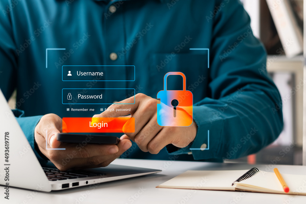 Cybersecurity and privacy concepts to protect data. Lock icon and ...