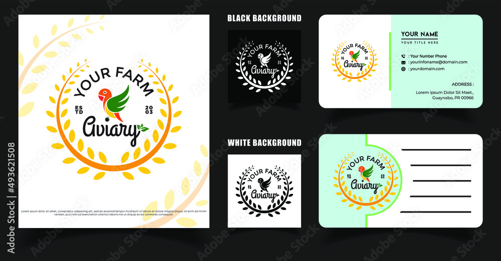 Love Bird Logo, Agapornis Aviary Vector Logo, Business Card Template ...
