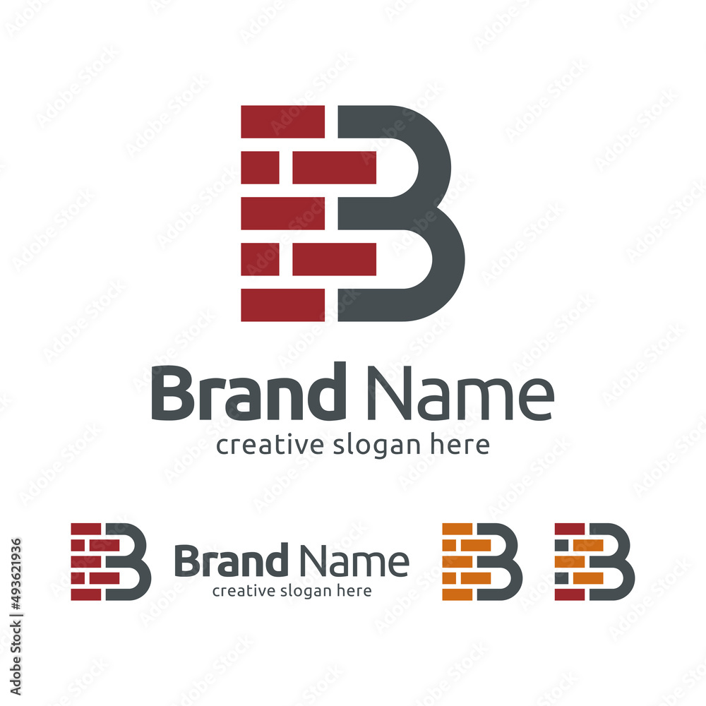 Letter b brick logo design template Stock Vector | Adobe Stock