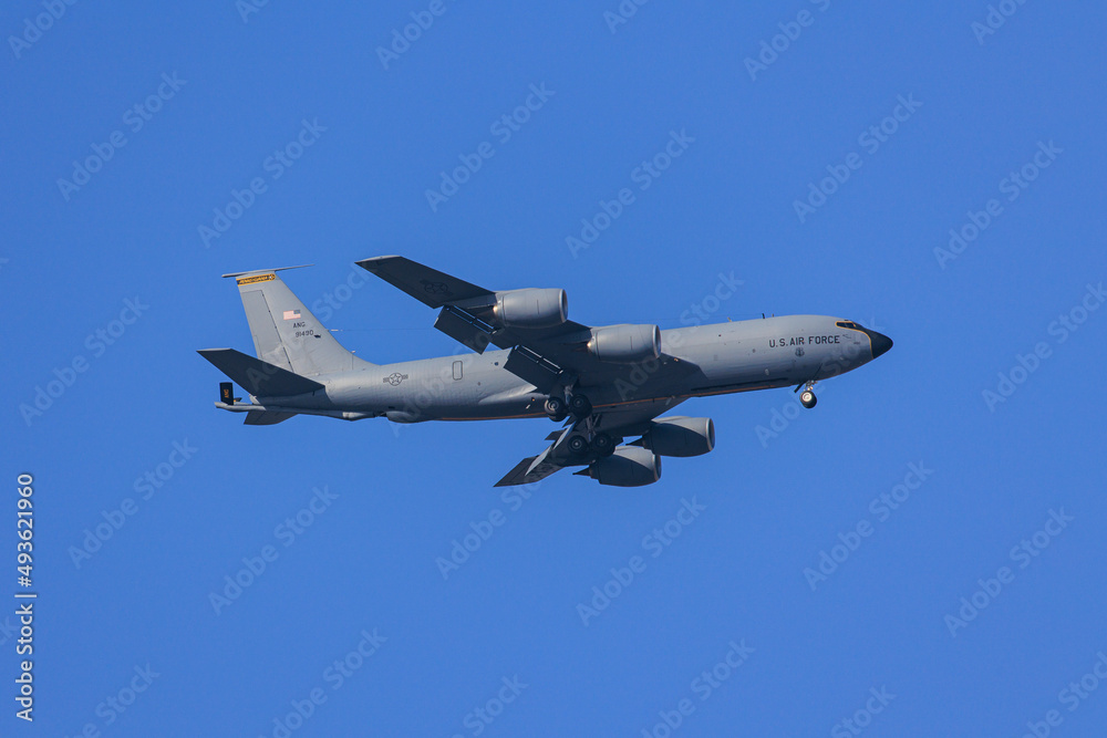 TOKYO, JAPAN - Mar 10, 2022: USAF KC-135T Stratotanker(59-1490) aerial ...