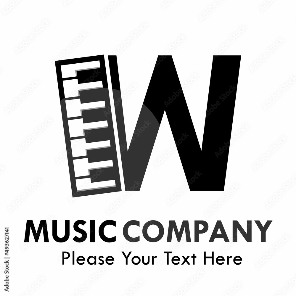 Letter w with piano logo template illustration. suitable for music ...