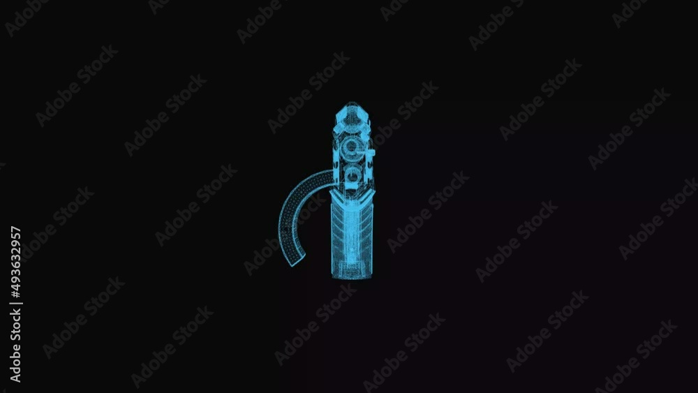 Futuristic submachine gun wireframe scheme. 3d render with blue grid ...