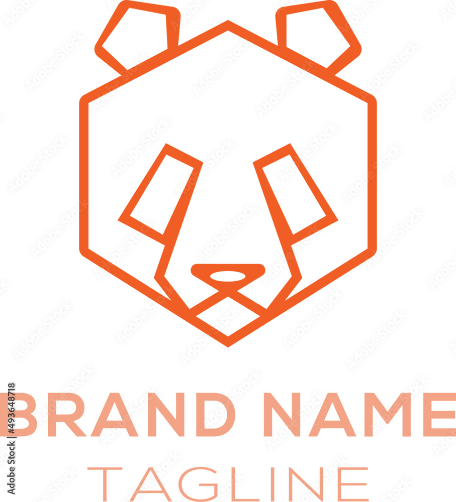 Hand-drawn style of panda logo. Panda face icon design in illustrator ...