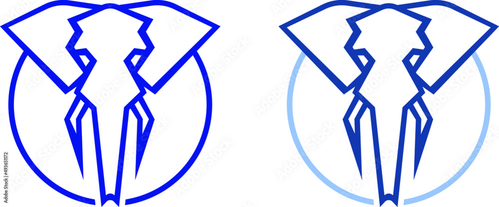 new elephant head with grid lines.elephant logo emblem template for ...