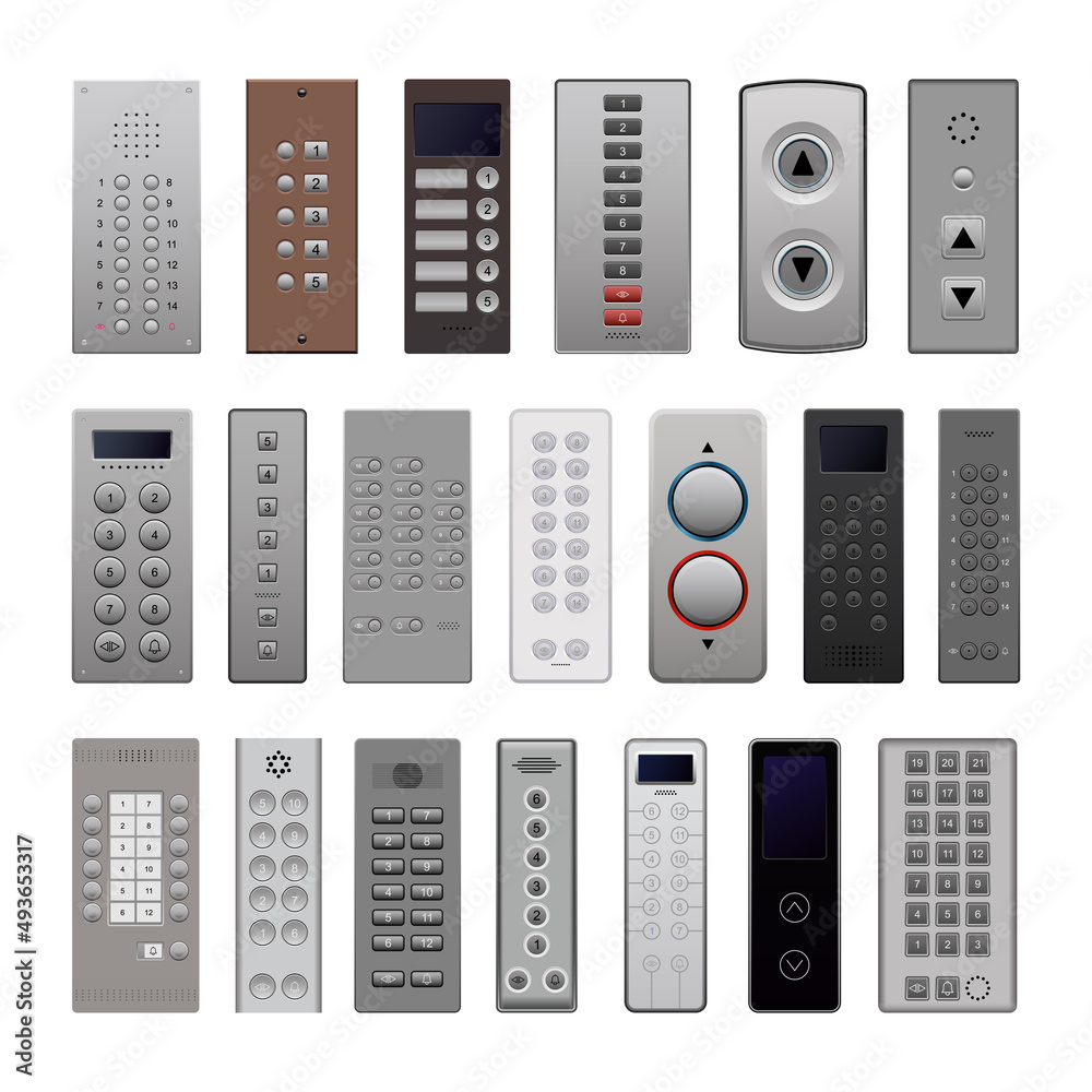 Collection of elevator buttons in detailed realistic style. Stock ...