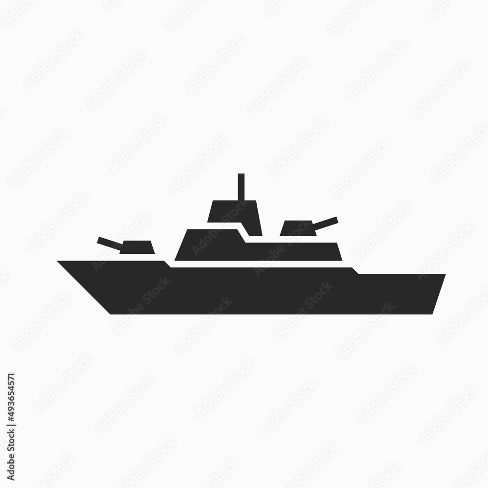 frigate warship icon. navy and military ship symbol. isolated vector ...