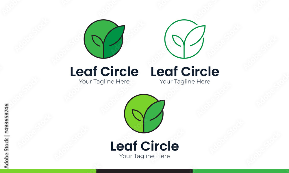 Leaf Circle Logo Design, Nature Logo Design Stock Vector | Adobe Stock