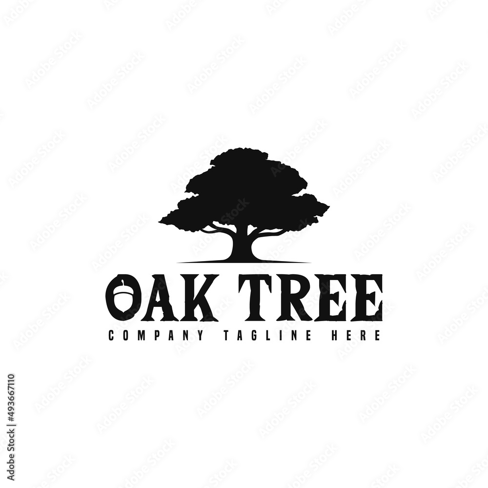 oak tree logo design. logo template Stock Vector | Adobe Stock