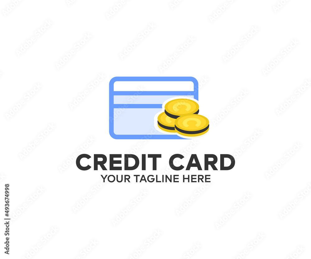 Credit card virtual coin logo design. Cash back and digital banking ...