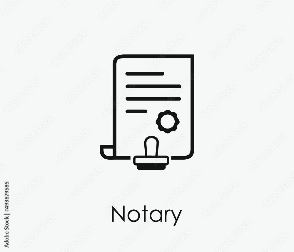 Notary vector icon. Editable stroke. Symbol in Line Art Style for ...