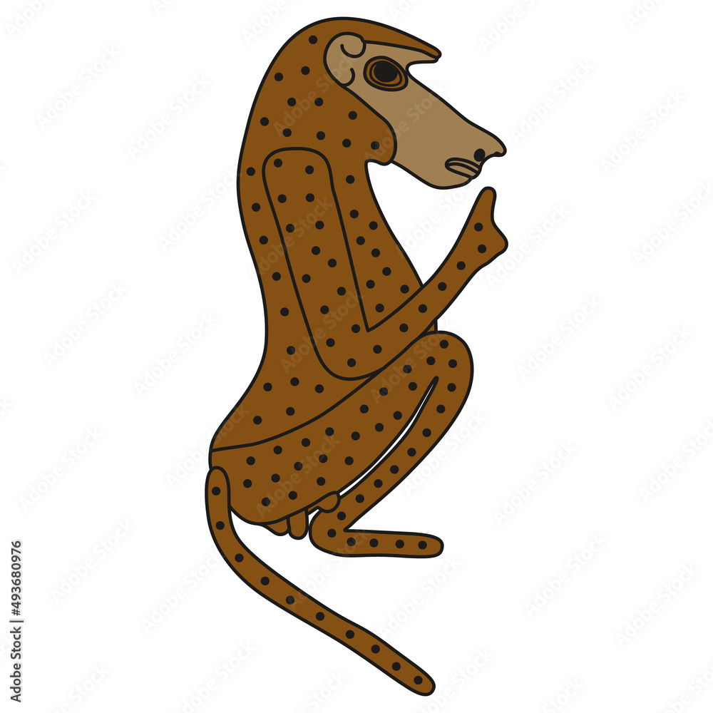 Seated male hamadryas baboon monkey or ape. Ancient Egyptian animal ...