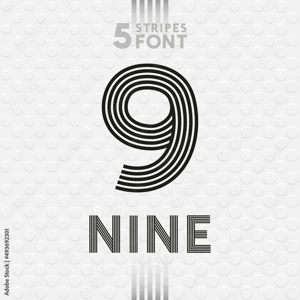Five Stripes Font Series - Nine Number and Retro Pop Style Caps ...