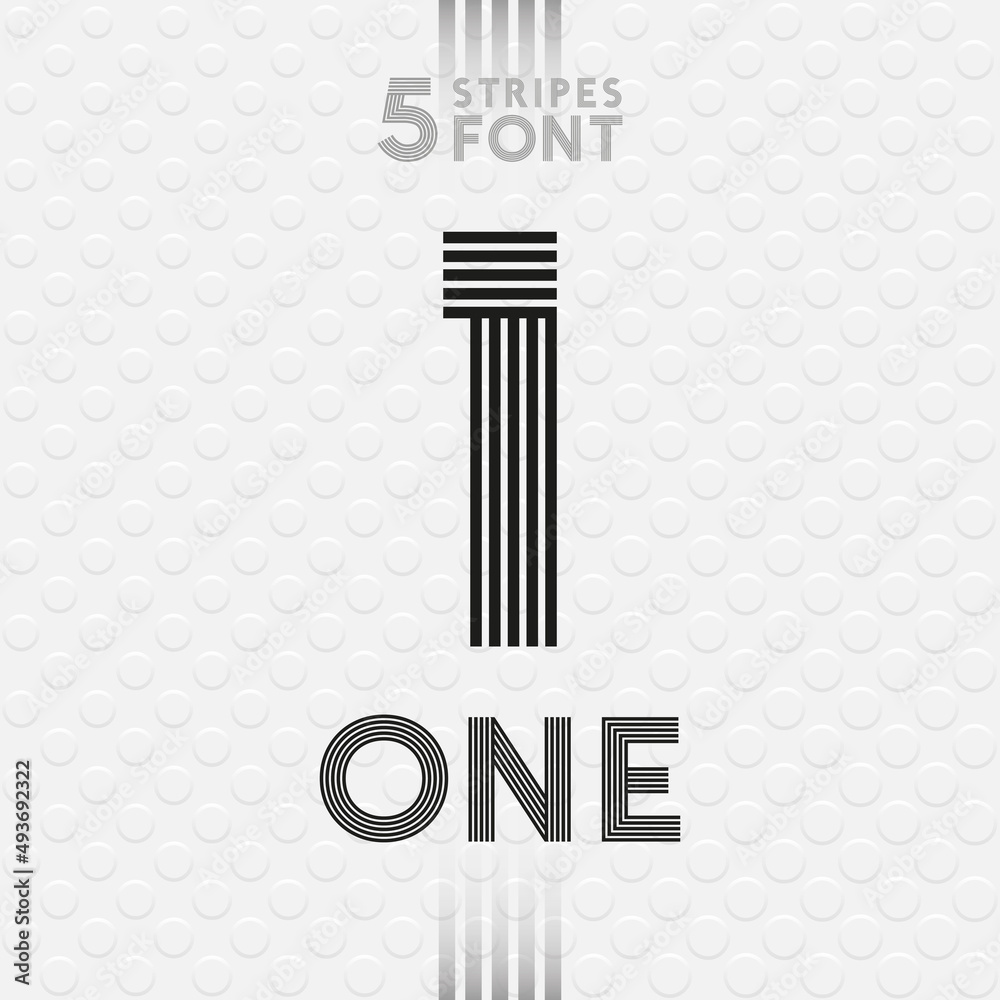 Five Stripes Font Series - One Number and Retro Pop Style Caps ...