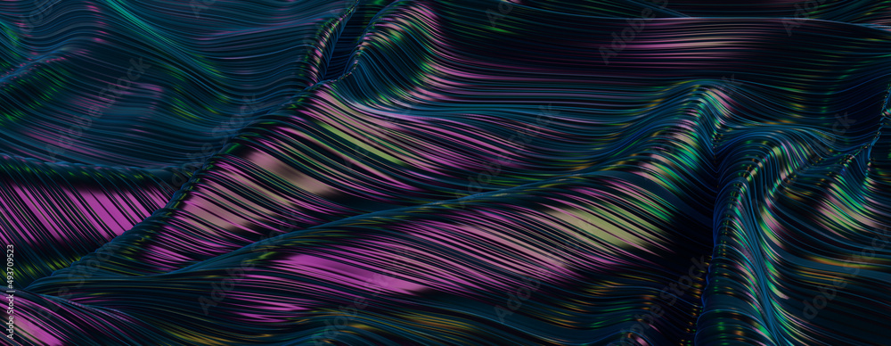 Dark Surface Wallpaper with Undulations. Futuristic Texture with Neon ...