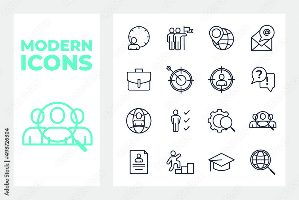 Headhunting And Recruiting set icon symbol template for graphic and web ...