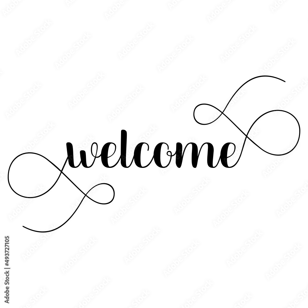 Welcome lettering text, phrase Stock Vector | Adobe Stock