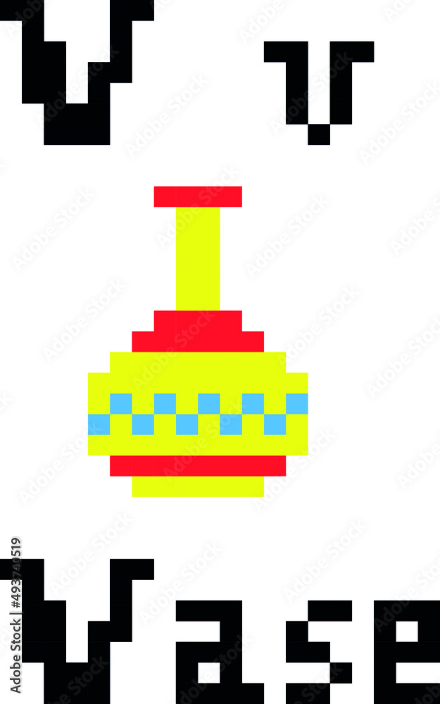 V is for Vase Alphabet pixel art vector illustration. alphabet chart ...