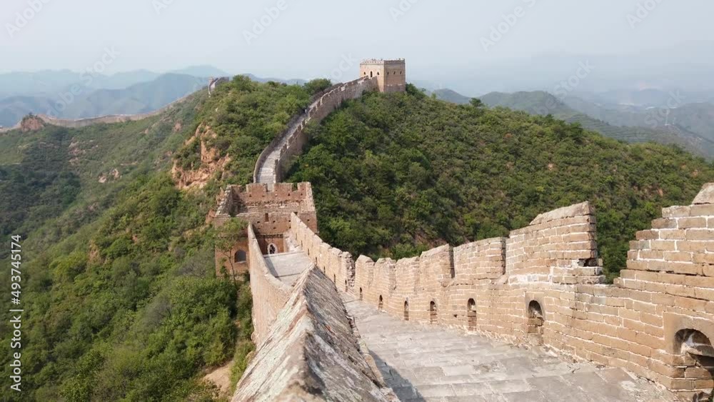 Footage of Great Wall of China is series of fortifications that were ...