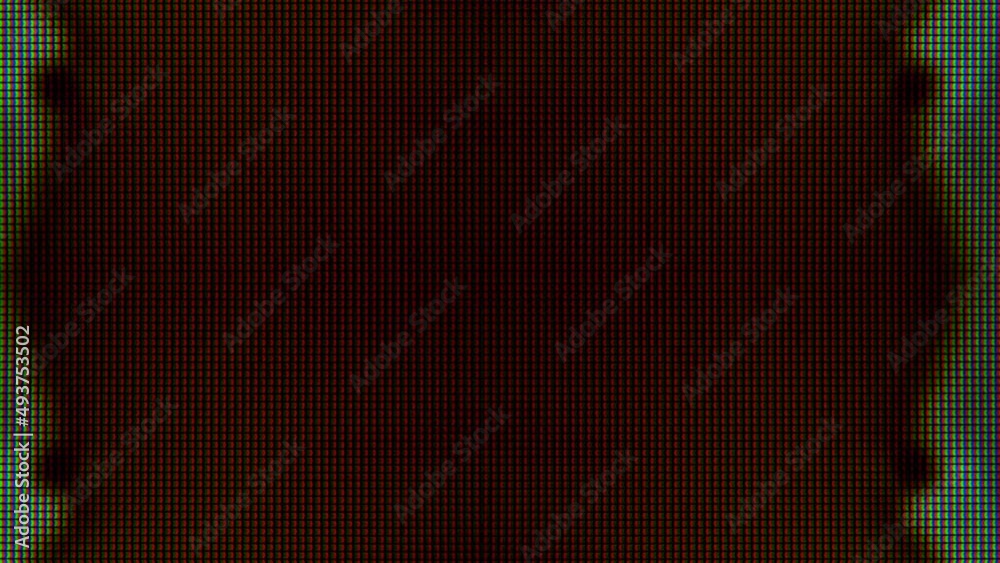 Extreme macro view of LED matrix, monitor or TV screen, broadcasting ...