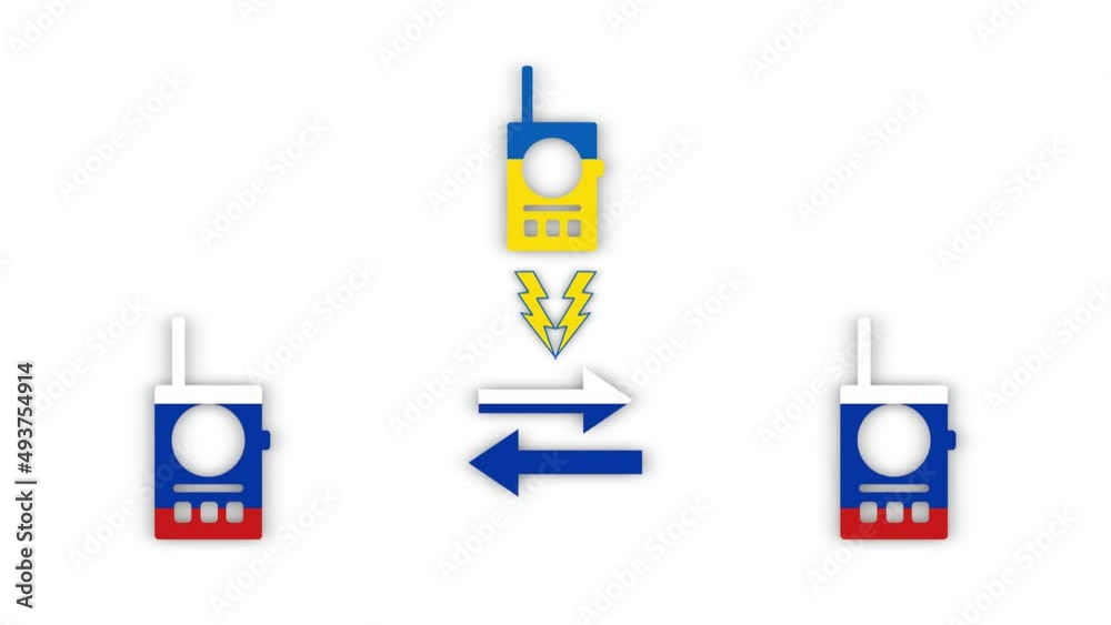 walkie-talkie in the colors of Russian and Ukrainian troops on a white ...