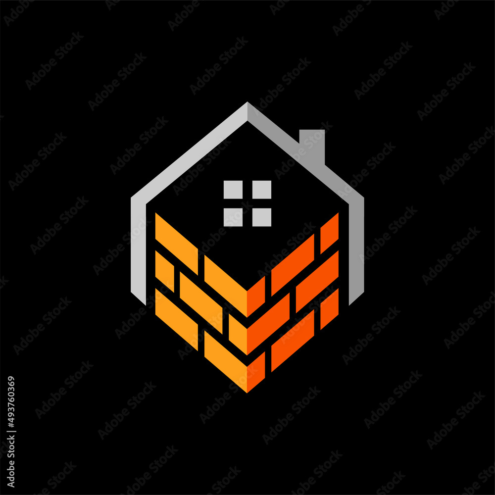 House logo with brick concept Stock Vector | Adobe Stock