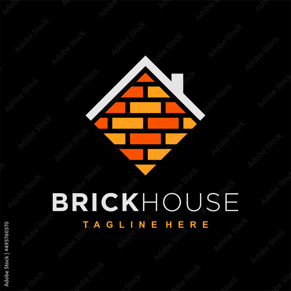 Brick house logo with square concept Stock Vector | Adobe Stock