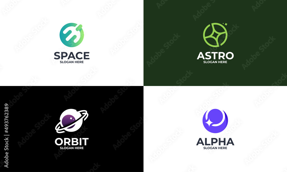Set of Planet logo design template concept, Space Astronomy logo ...