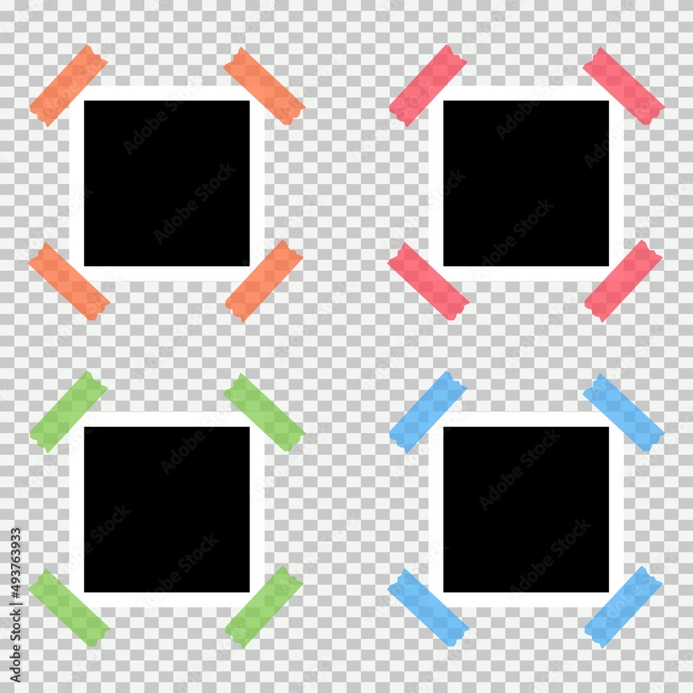 Set of old photo empty frame isolated on transparent background ...