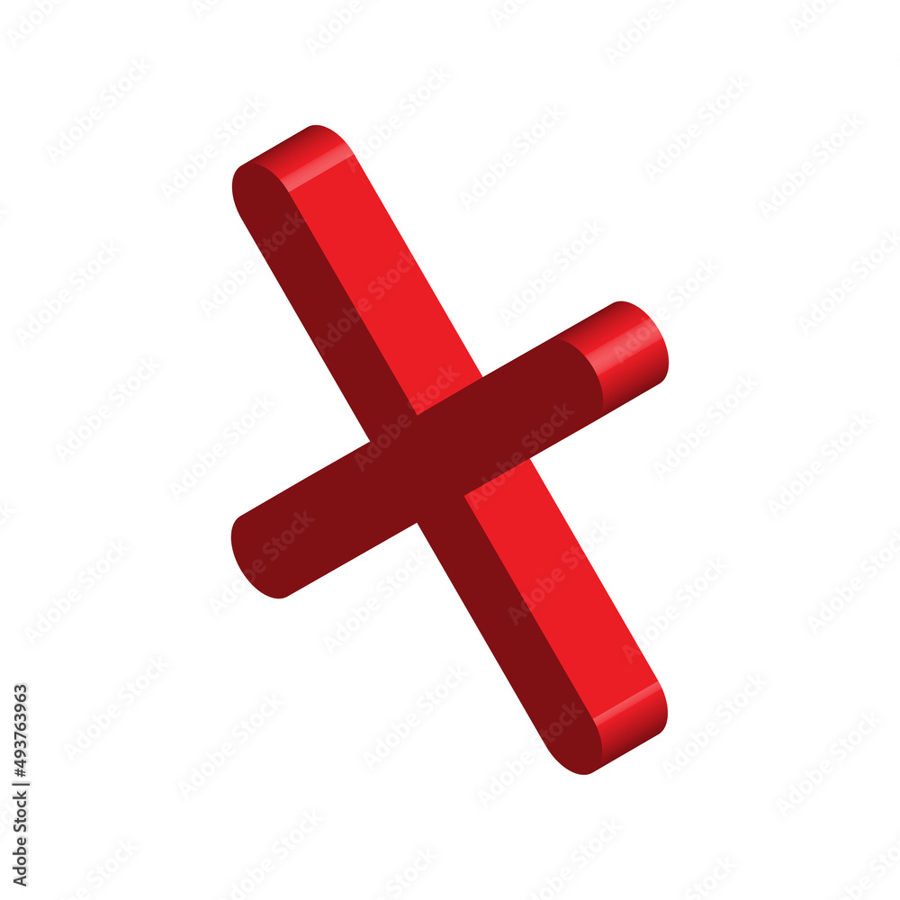 Cross isometric mark icon, X sign, simple error design vector ...