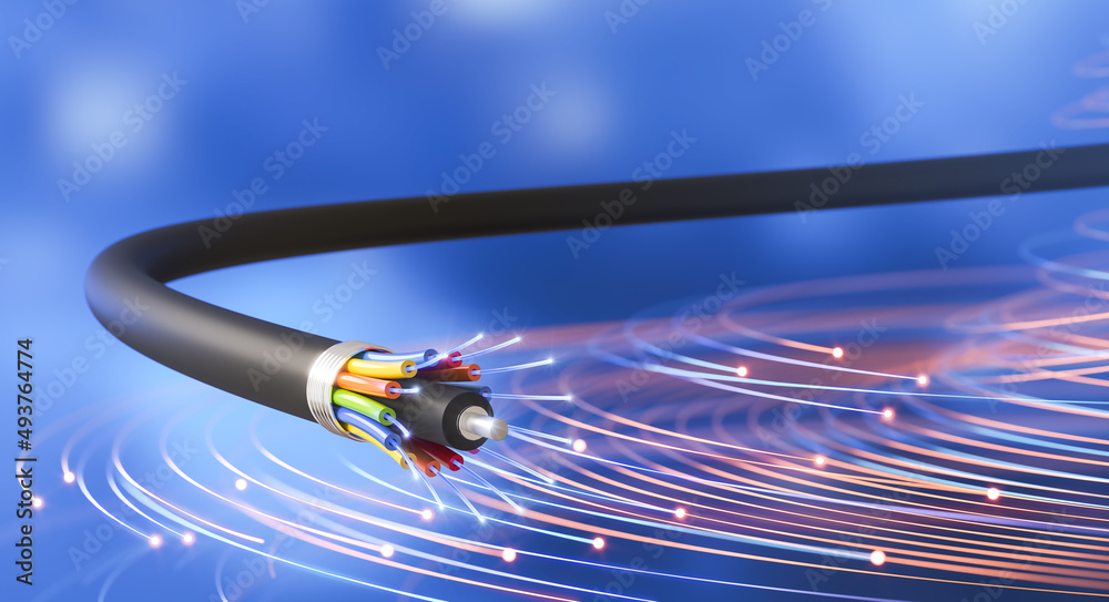 Fiber optic cable technology background, 3d illustration. Stock ...