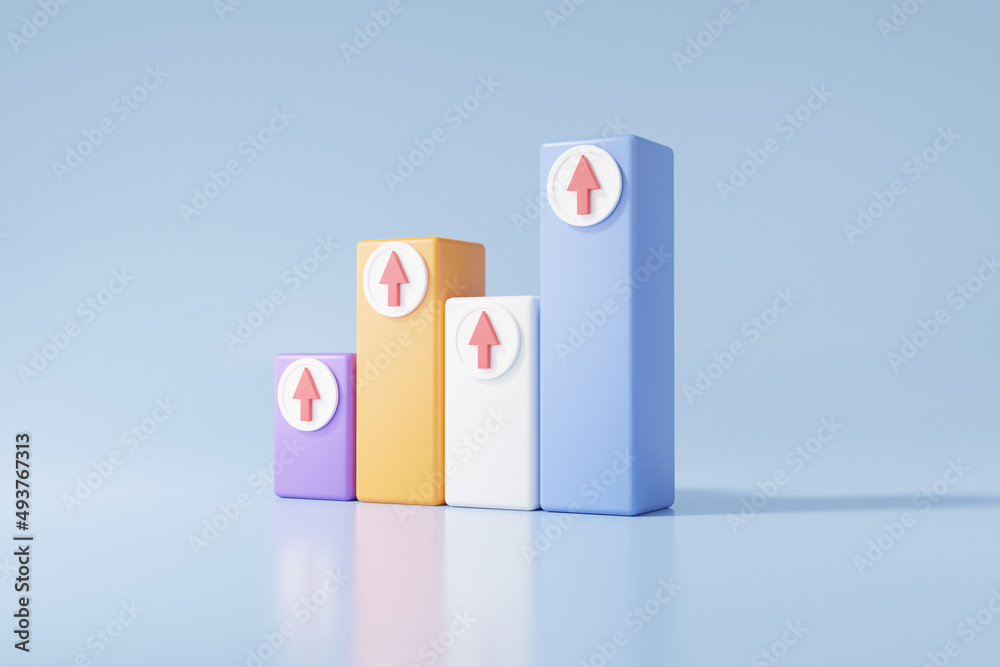 Graph icon minimal on blue background, Data analytics Optimization ...