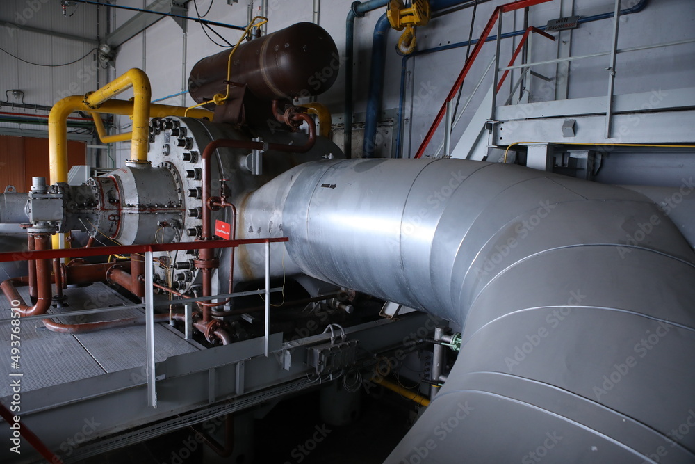 Gas transportation system. Booster pumping station for gas. Gas filling ...