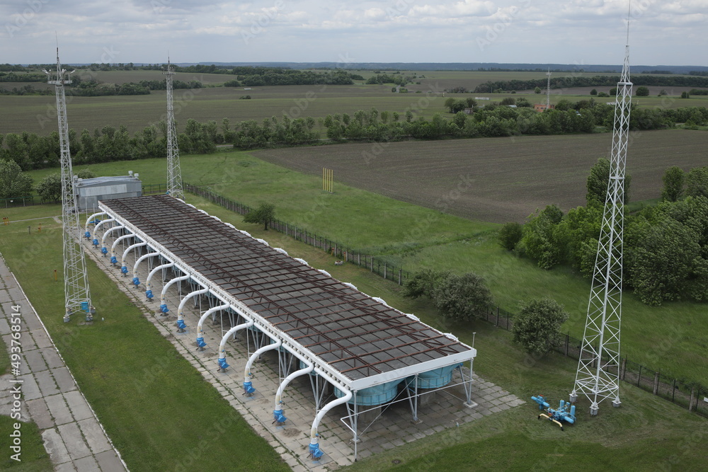 Gas transportation system. Booster pumping station for gas. Gas filling ...