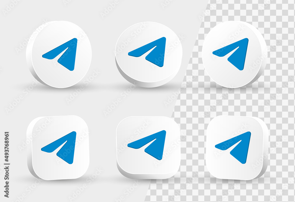 3d telegram logo in modern circle, square for Social media 3d icons ...