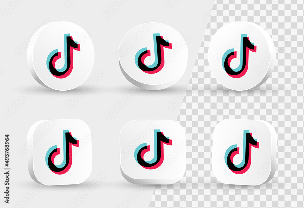 3d tiktok logo in modern circle, square for Social media 3d icons ...