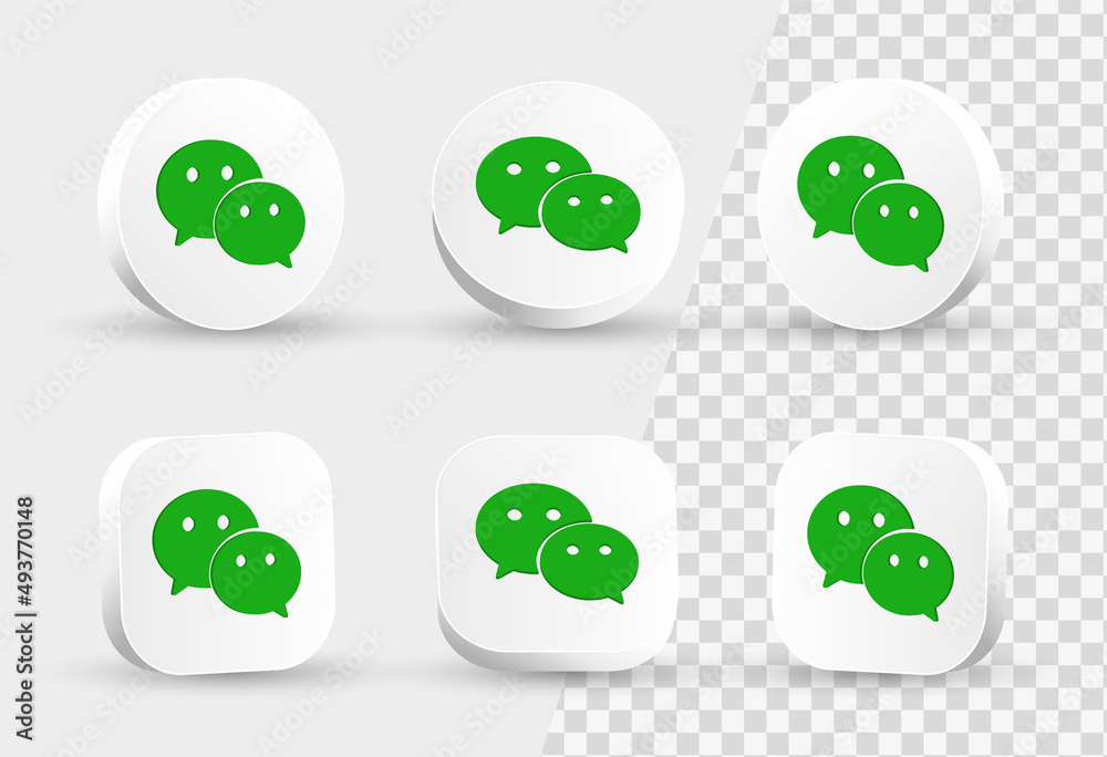 3d wechat logo in modern circle, square for Social media 3d icons. social network 3d logo ...