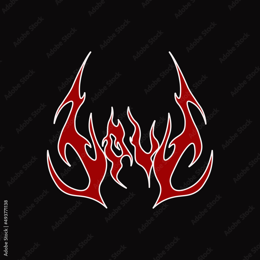 Abstract tattoo love sketch. Artistic goth logo design. Red ...