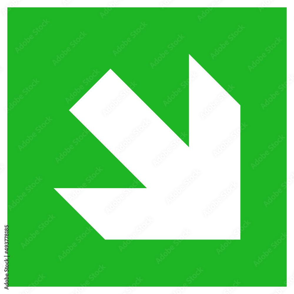 ISO 7010 E006 – Direction arrow (45° angle) sign Stock Vector | Adobe Stock