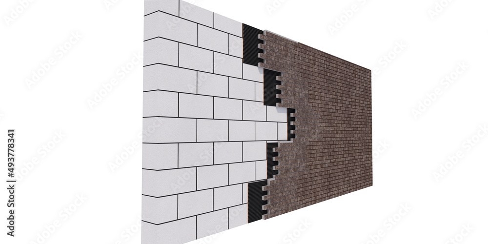 3d illustration of a wall with layers of finishes Stock Illustration ...