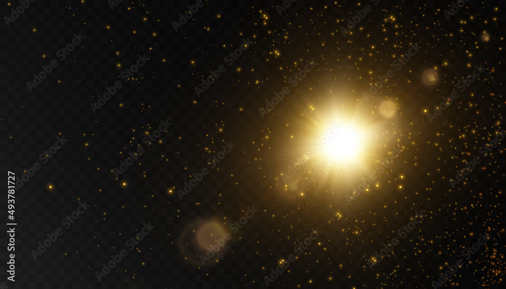 Glowing flash. Sparkling light effects of lens flare with colorful twinkle. Beautiful glare ...