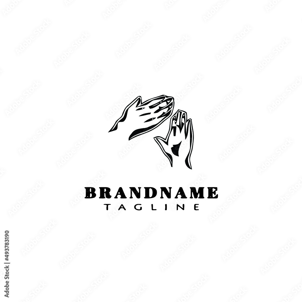 hand clapping logo cartoon icon design template black isolated vector ...